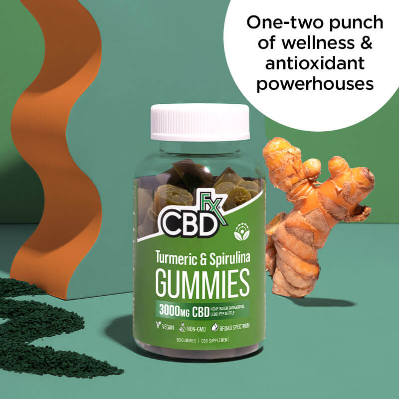 Buy CBD Gummies with Turmeric & Spirulina 1500–3000mg - CBDfx