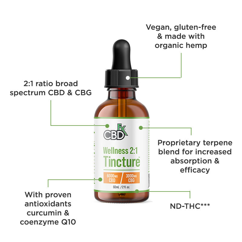 CBD + CBG Oil Wellness Tincture - 2:1 Ratio - 500-4000mg - CBDfx